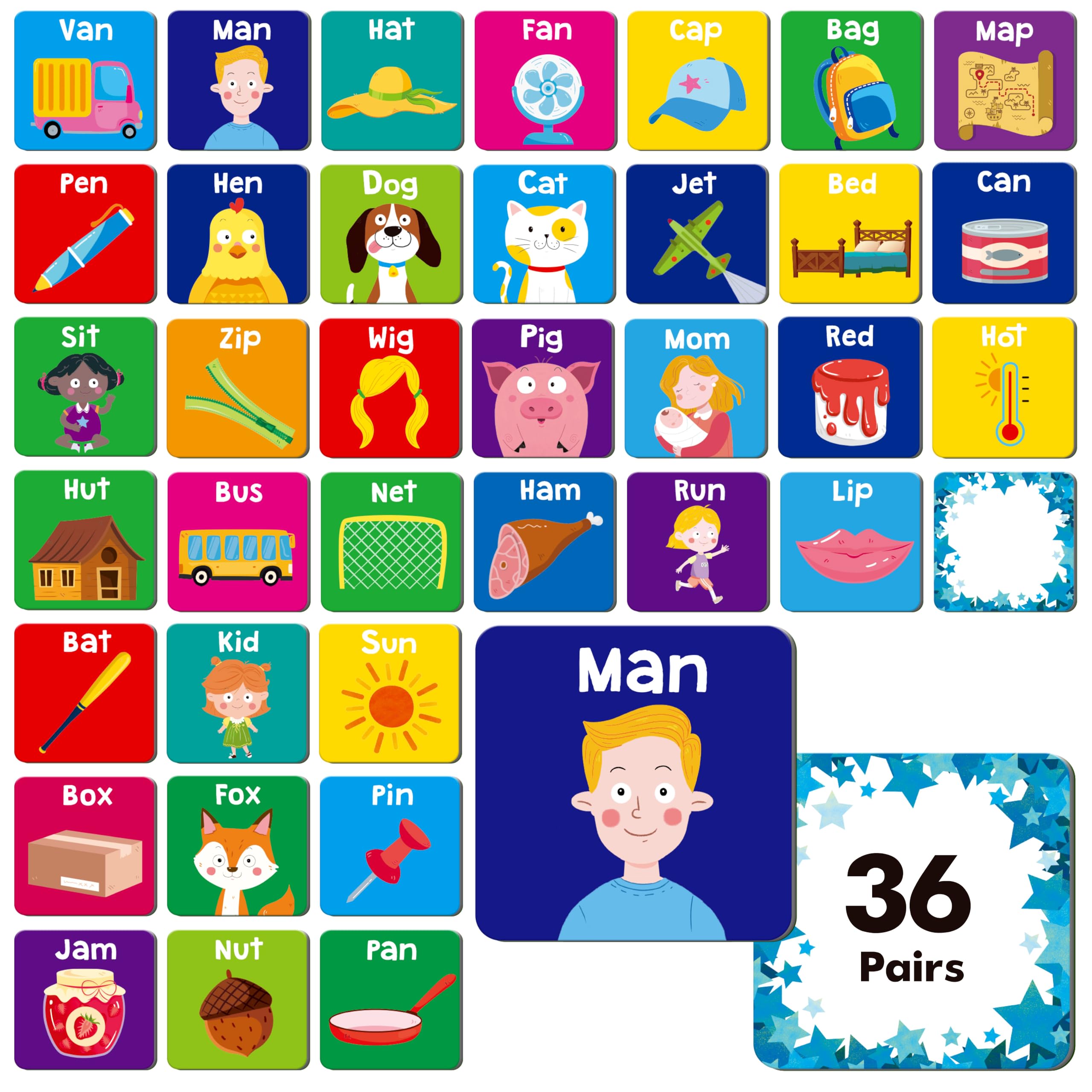 Mua Hebayy CVC Word Matching Game, 72 PCS CVC Words Memory Matching ...