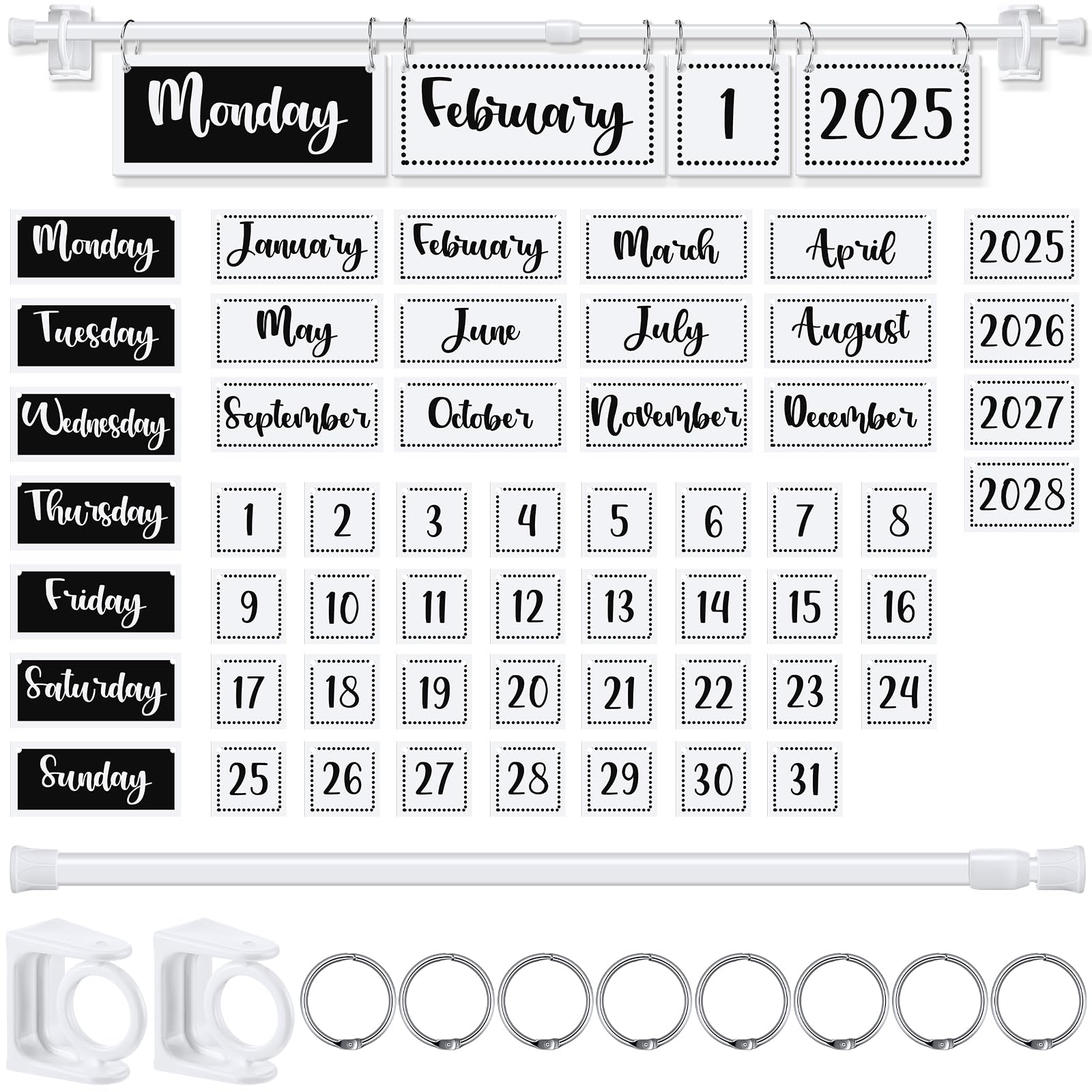 Kosiz Calendar Bulletin Board Set Classroom Flip Calendar with Holder ...
