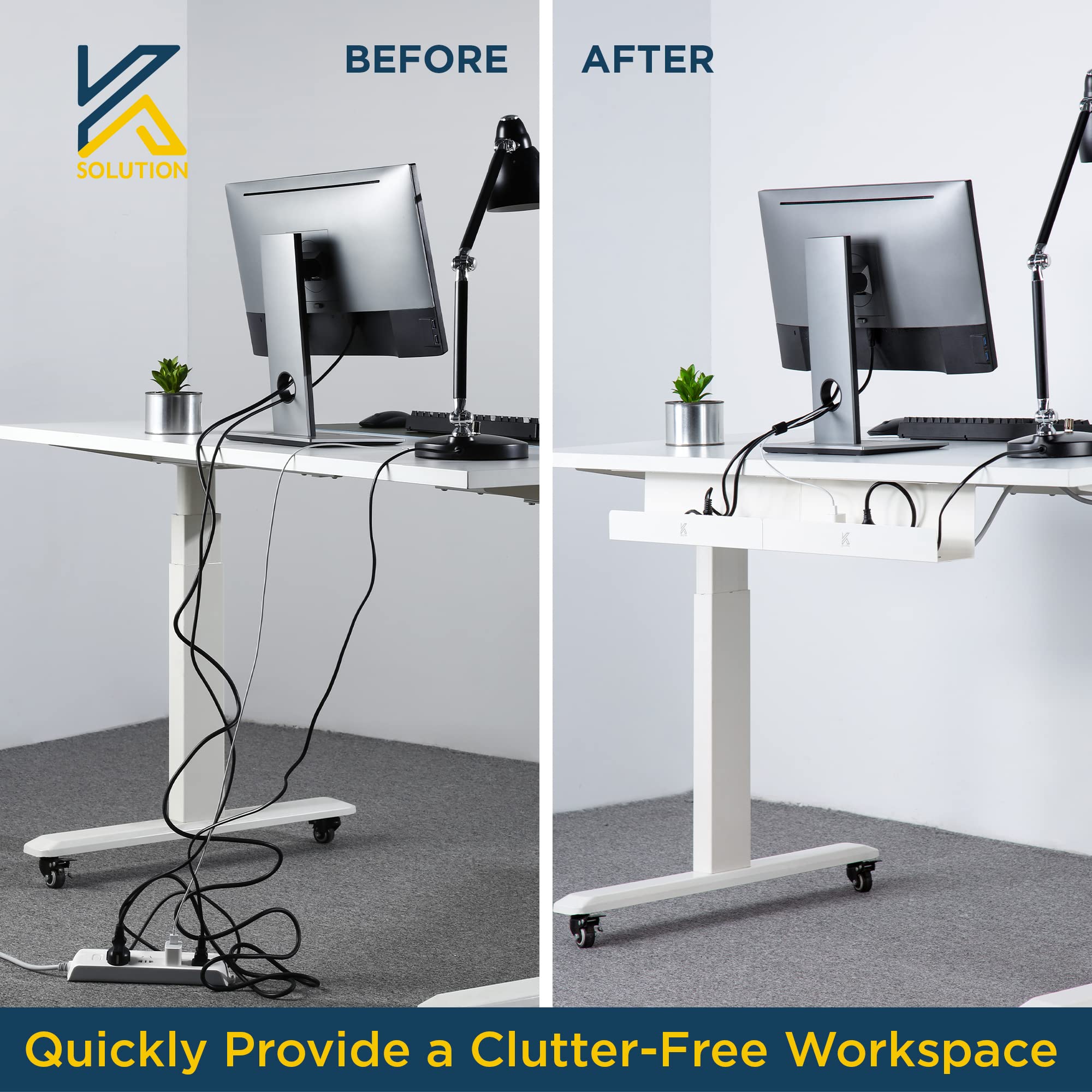 Mua 2 Pack Cable Management Tray – 16.5 inch Under Desk Cable Organizer ...
