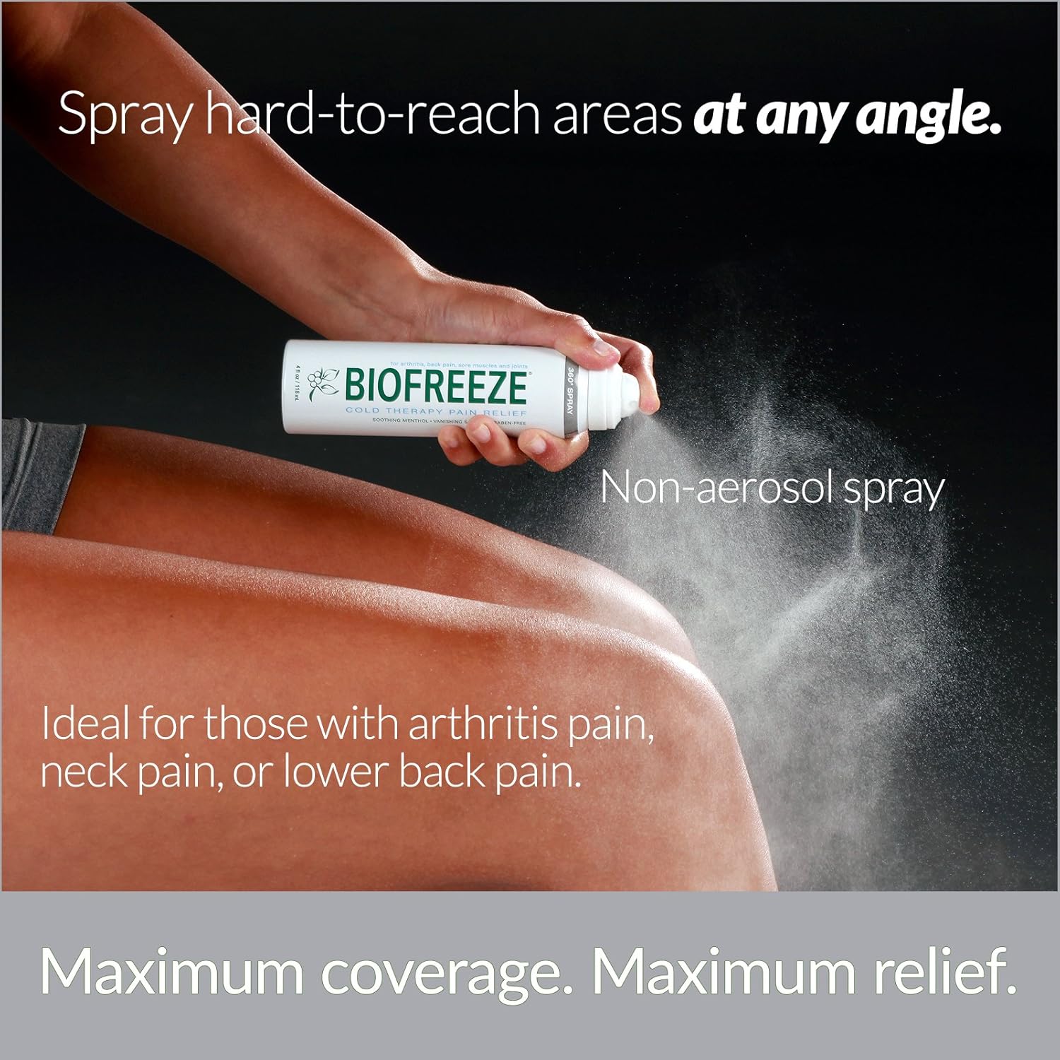 Biofreeze Pain Relief 360 Spray for Arthritis, Cold Topical Analgesic ...