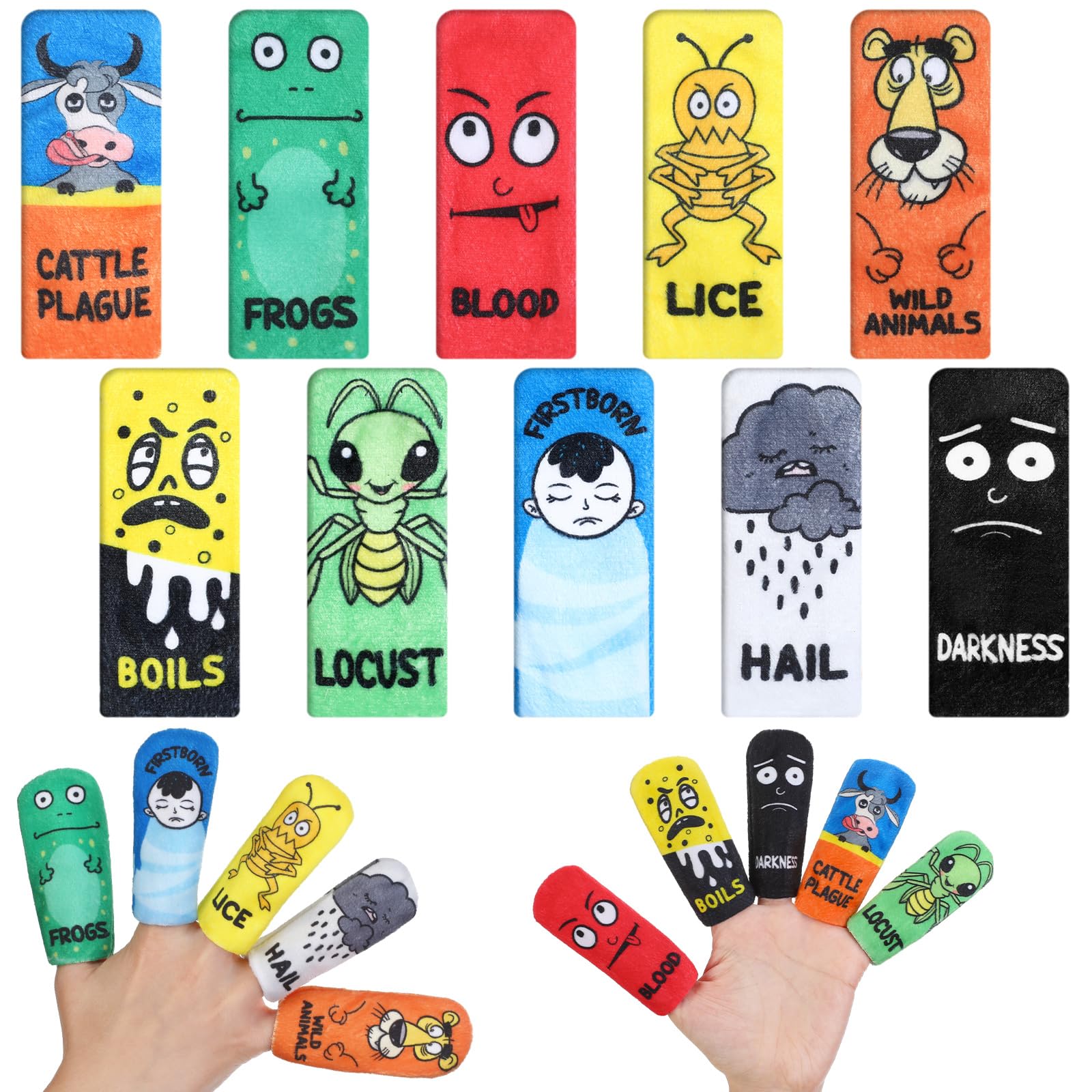 VercanMonth 10 Pcs Passover Plagues Finger Puppets for Kids Plush ...