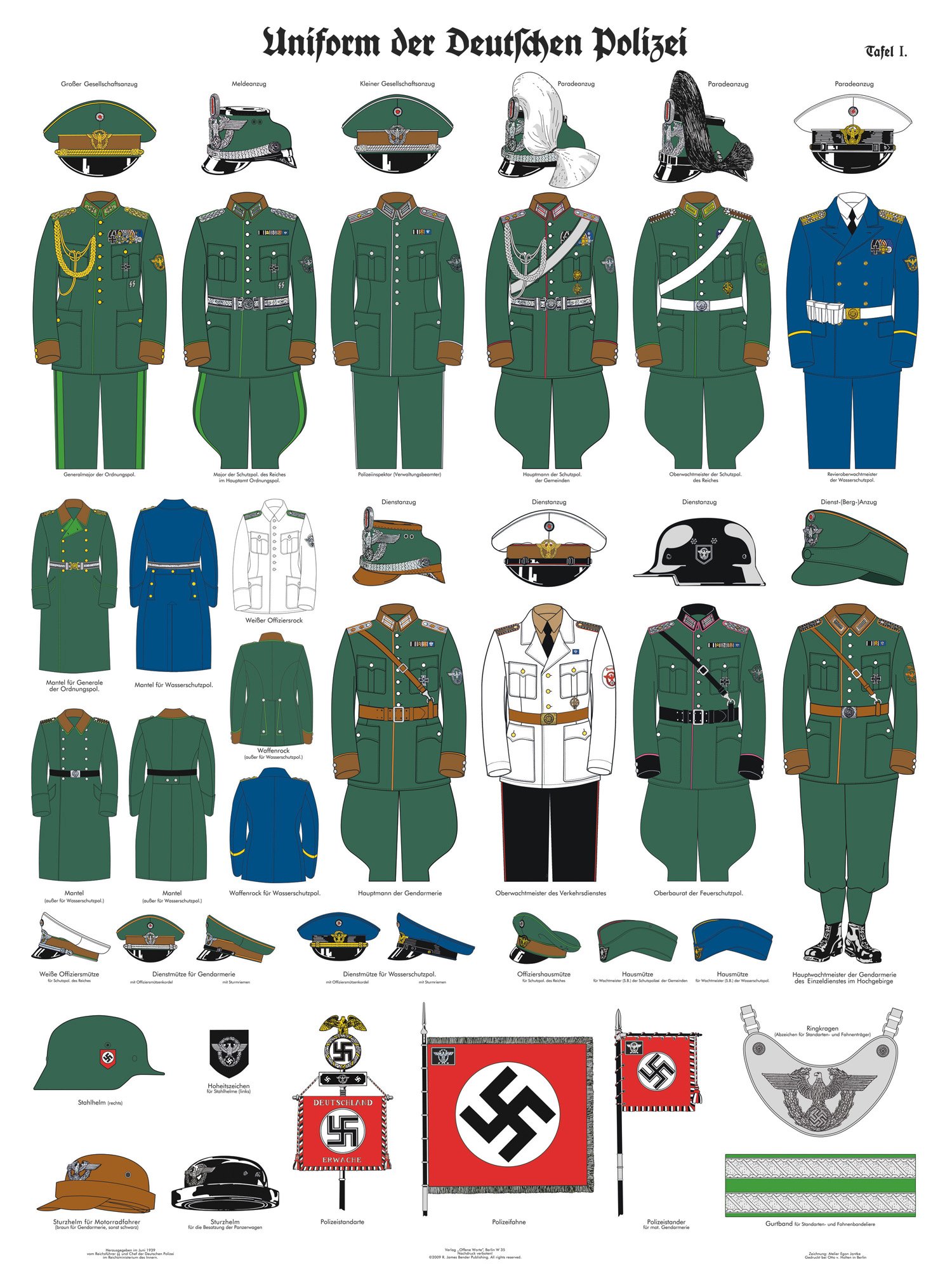 German Police Uniform Wall Chart (German Edition) 33 X 44 Inch on ...
