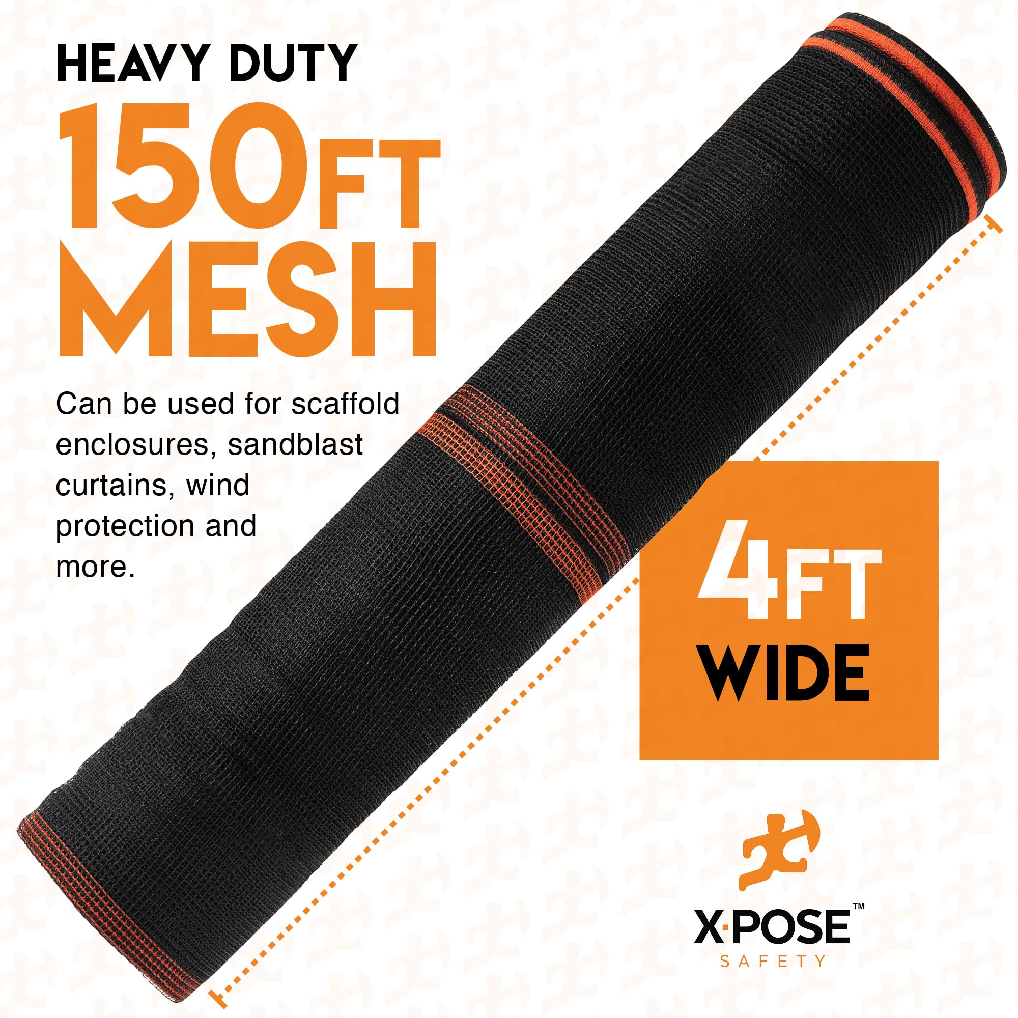 Construction Safety Debris Netting - 150 Ft Temporary Material Roll, 1/ ...