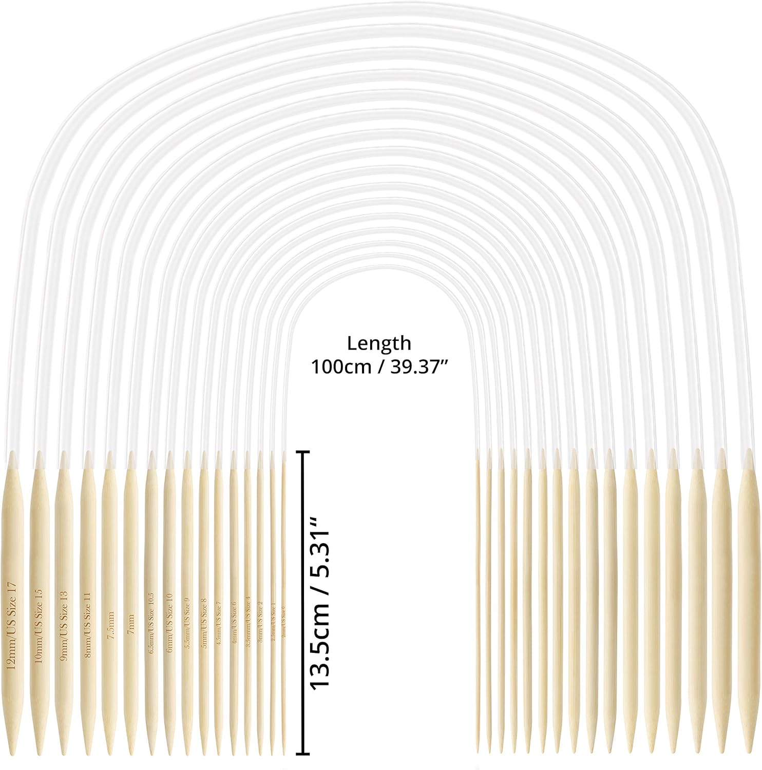 Curtzy Bamboo Circular Knitting Needles Set with Storage Pouch (16 ...