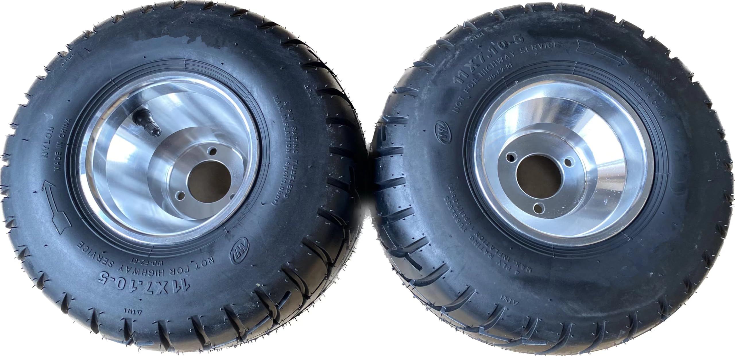 Johnwell 11"x7.1" Go Kart Rear Tires with 3 holes Rims, 2 PCS wheels in packing,Go Kart unique ...