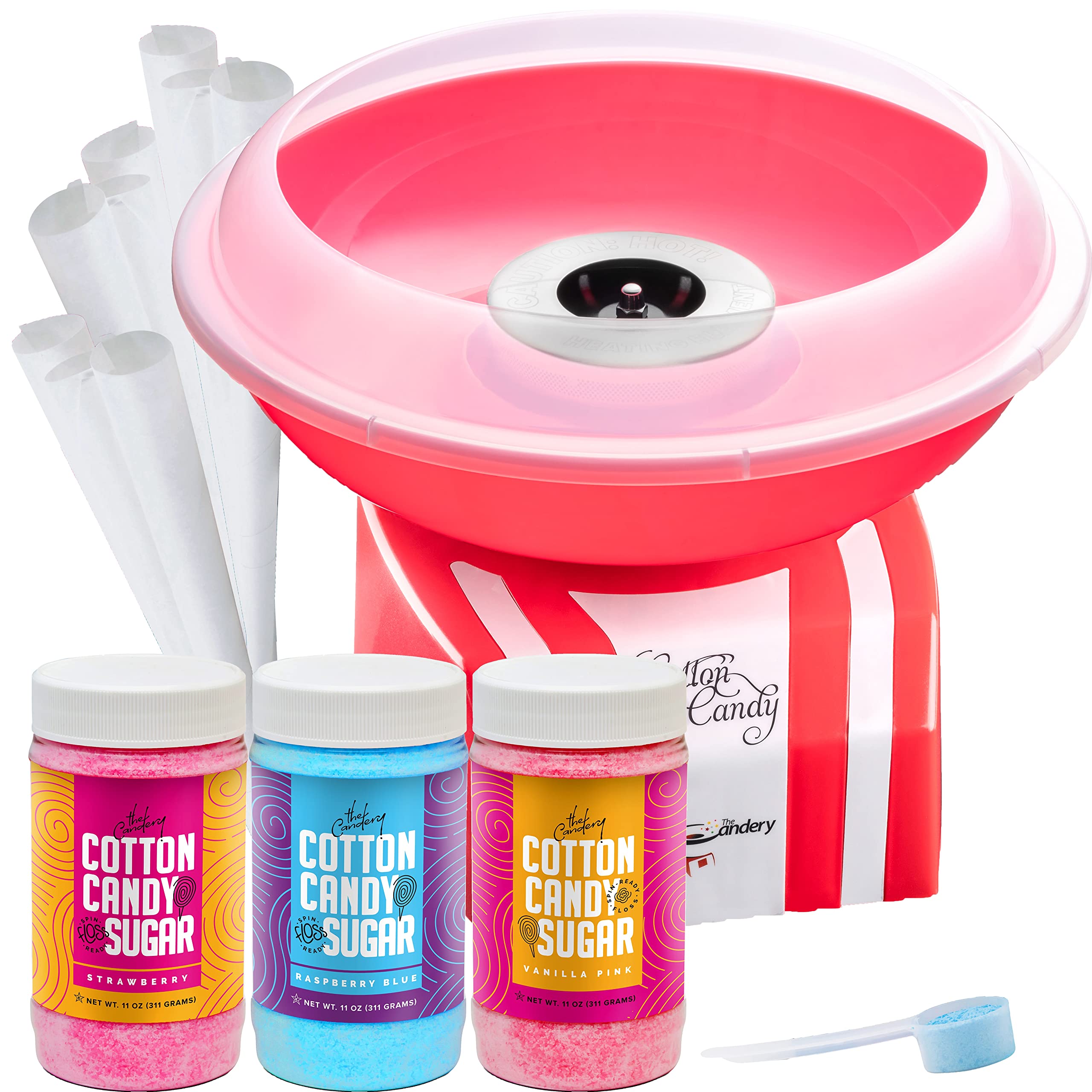The Candery Cotton Candy Machine and Floss Bundle- Bright, Colorful ...