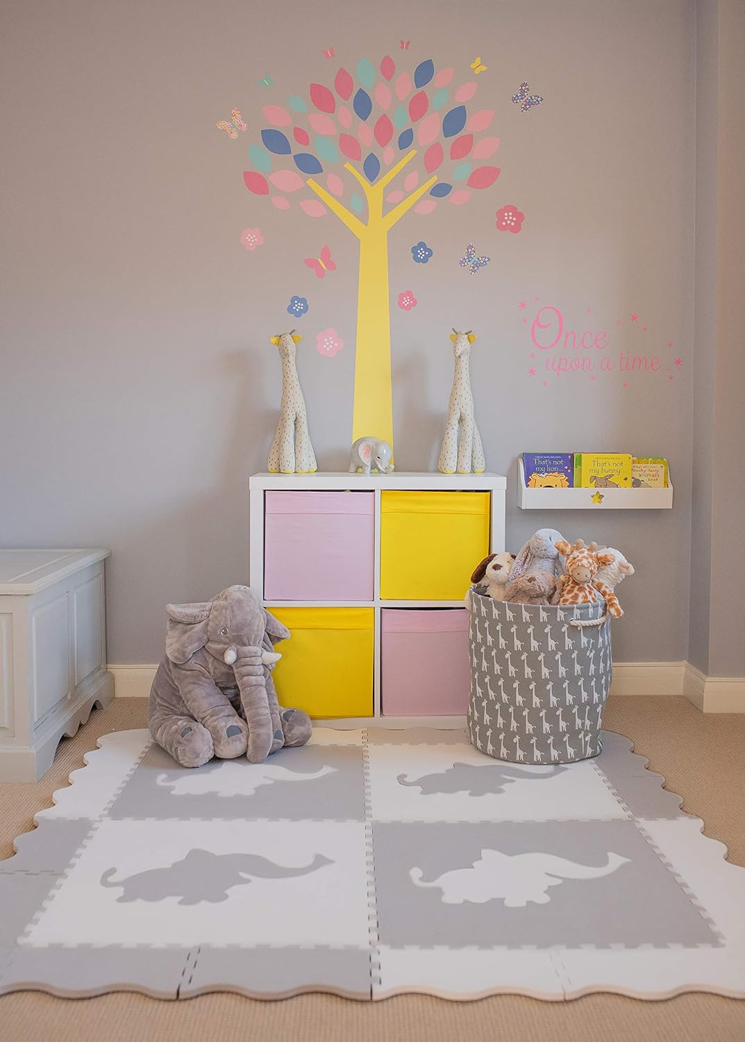 4 Large Grey Interlocking Foam Baby Play Mat with Elephants Tiles ...