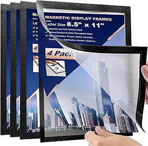 Amazon.com : Nellvita 4Pcs Magnetic Signs Holder, for 8.5" x 11" Letter ...
