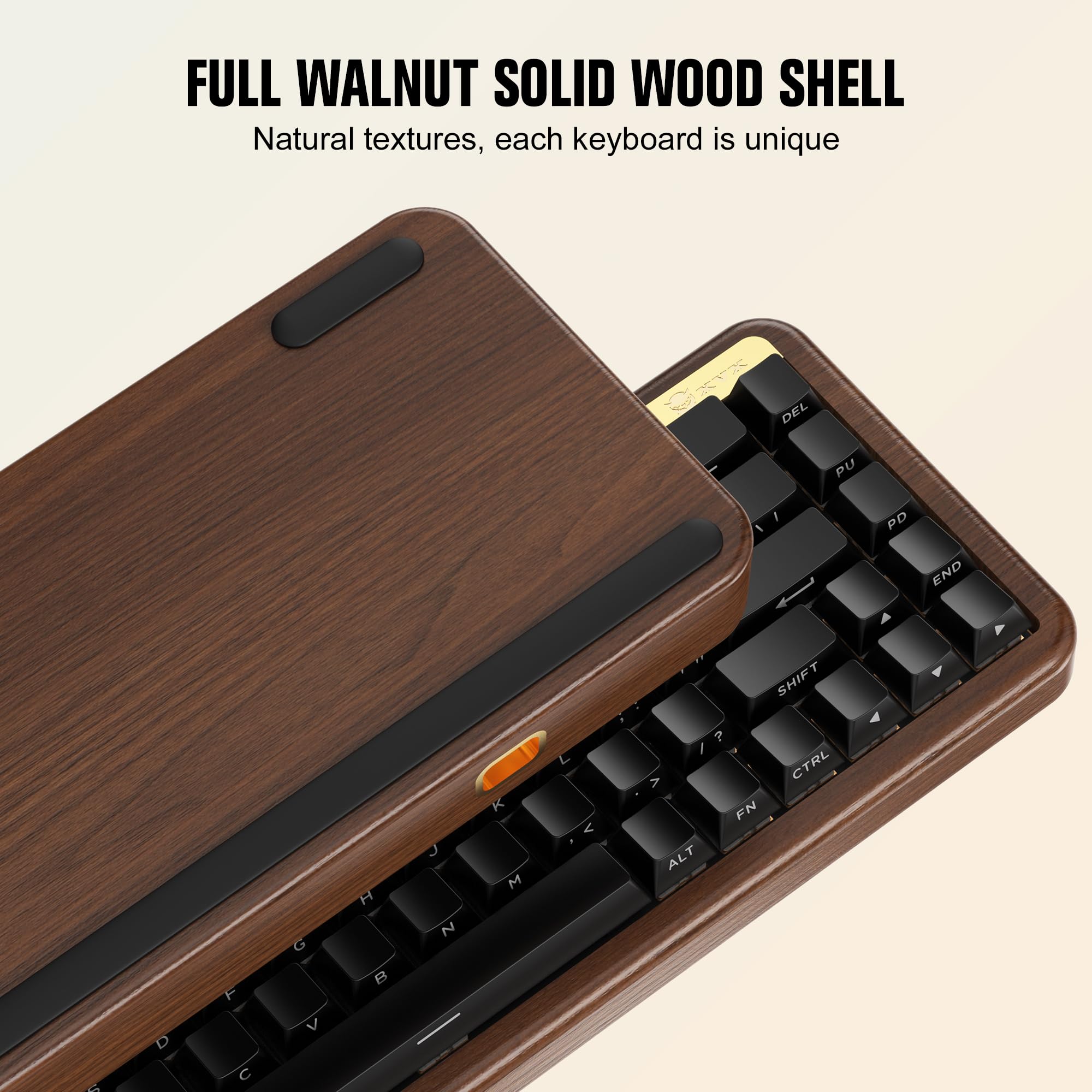 Mua XVX M68 60% Keyboard with Walnut Wooden Case, Gasket-Mounted Retro ...