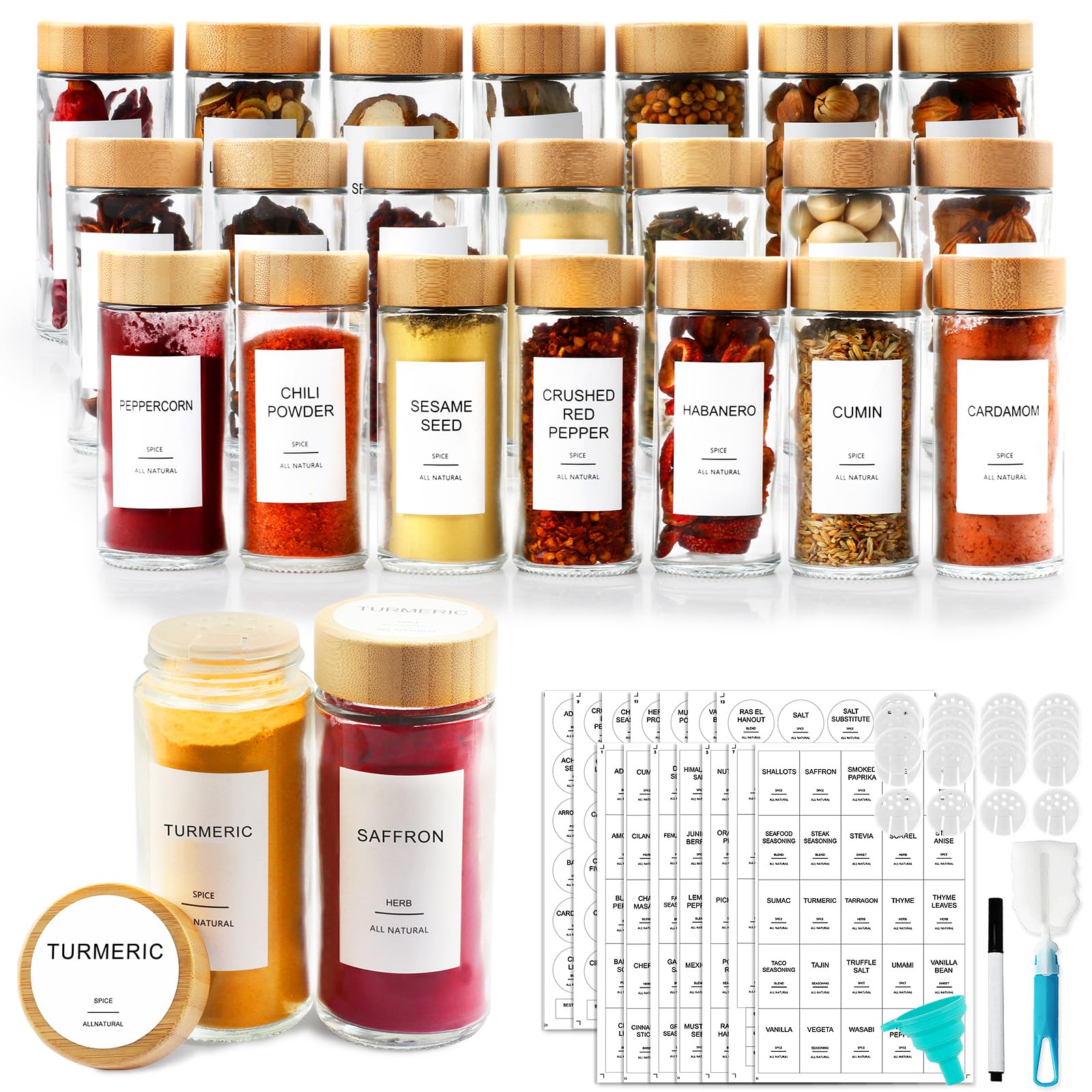 Mua AISIPRIN Glass Spice Jars with 398 Labels-4oz 24 Pcs,Round ...