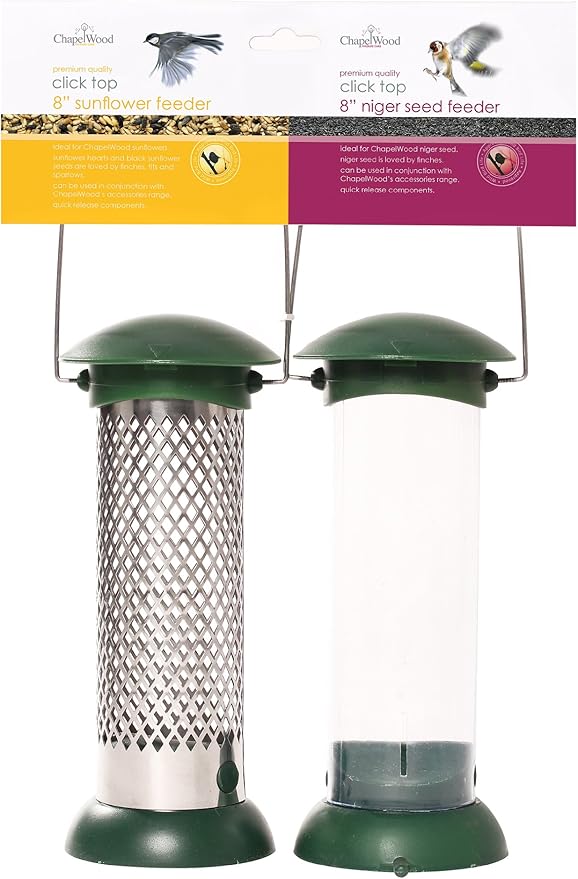 Chapelwood 8-inch Click Top Sunflower and Niger Bird Feeder (Pack of 2 ...