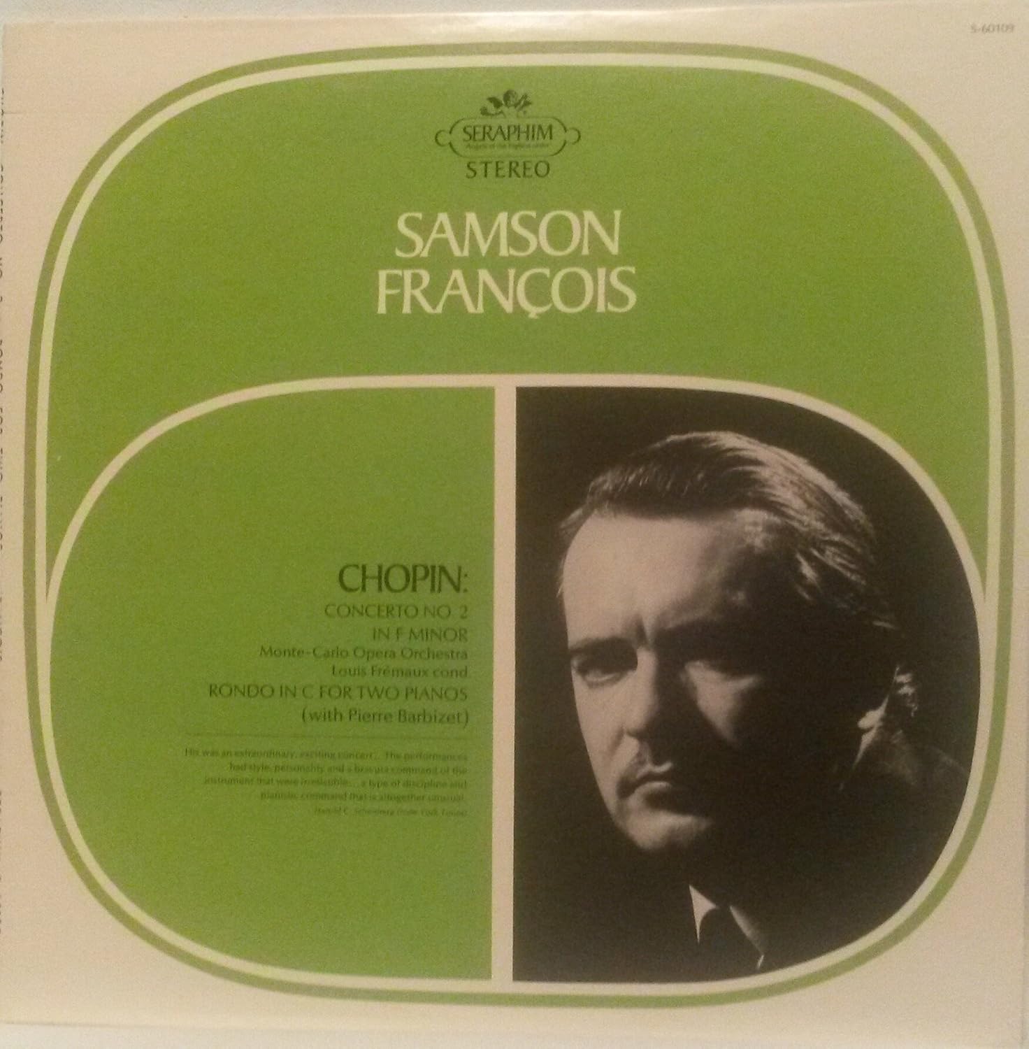 SAMSON FRANCOIS, pianist, PIERRE BARBIZET, pianist, FREDERIC CHOPIN ...