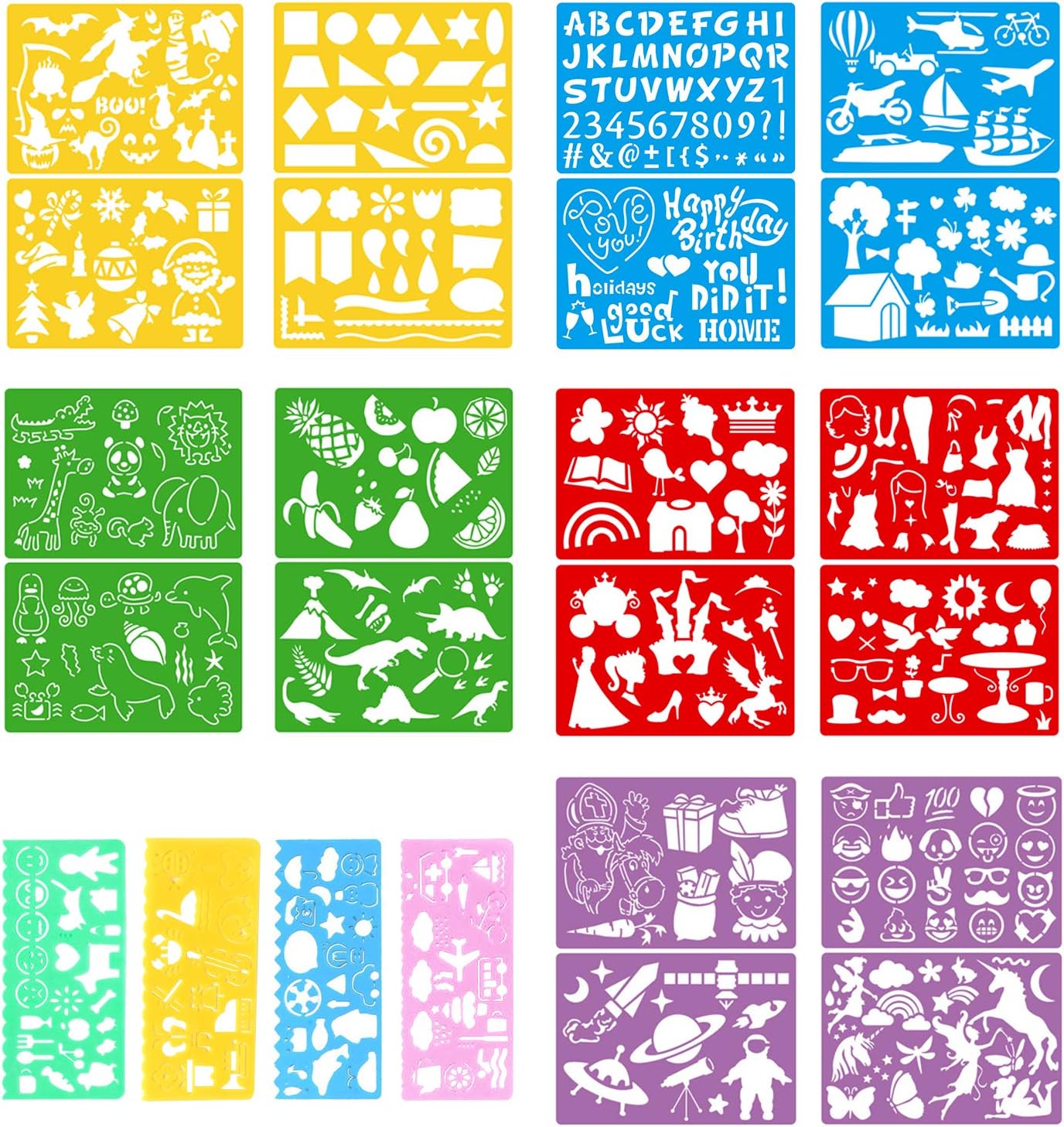 24 Pcs Drawing Painting Stencils Ruler Set,DIY Craft Drawing Template ...