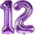 Amazon.com: KatchOn, Giant Purple 12 balloon number - 40 Inch | 12th ...