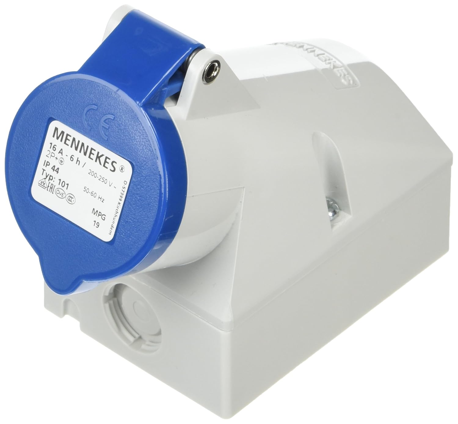 MENNEKES 101 Internal Fixing Wall Mounted Socket, IP 44 Protection, 1 ...