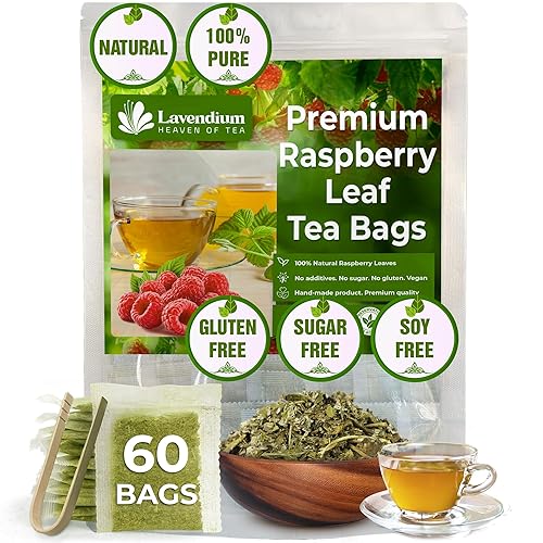 Lavendium, Premium 60 Raspberry Leaf Tea Bags, 100% Natural & Pure ...