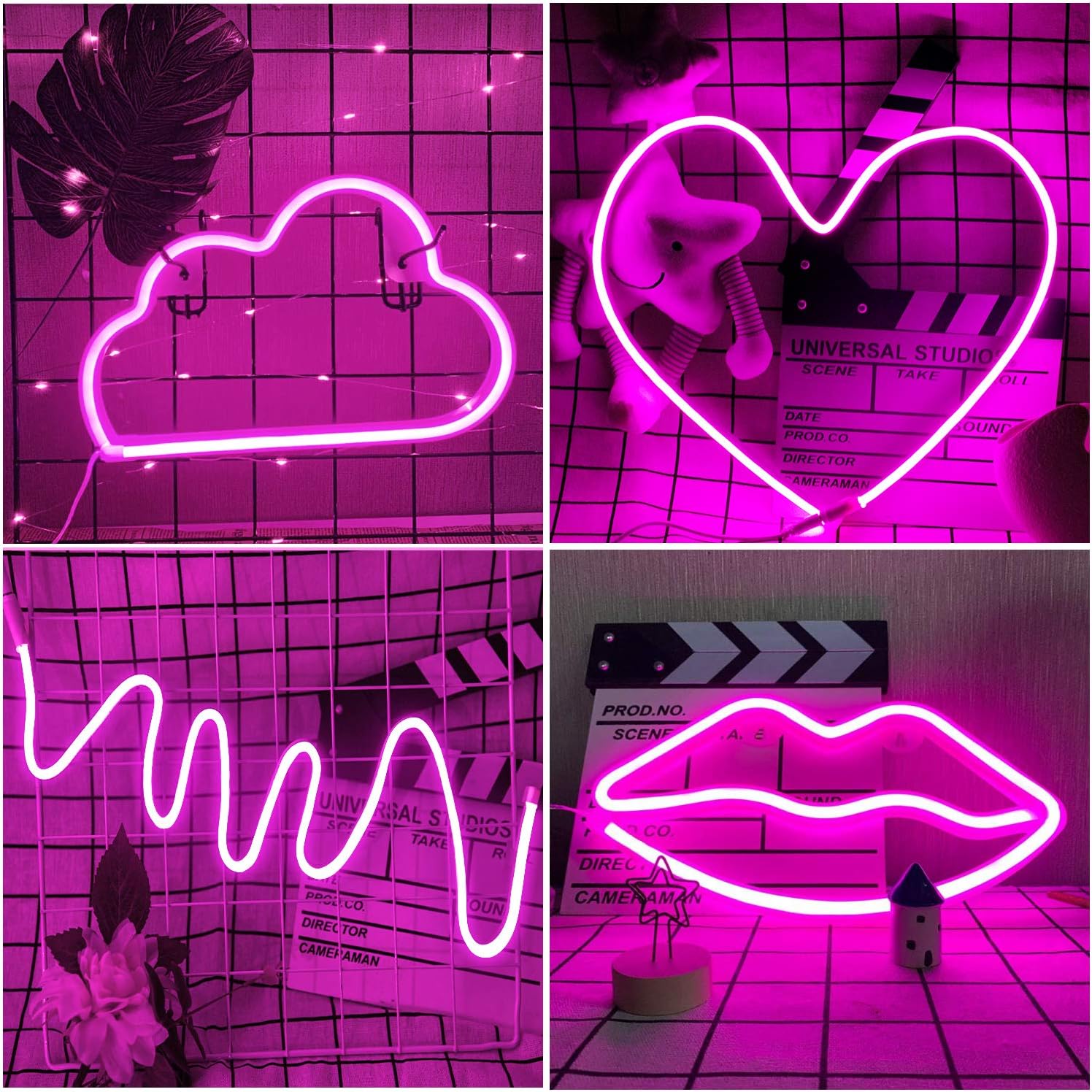 Pink LED Neon Strip Lights for Bedroom Wall 3.26ft, Neon Bar Sign for ...