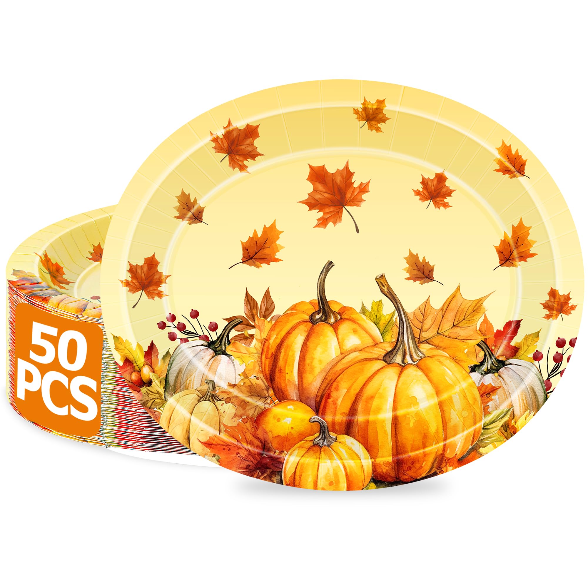 QZYL 50 Pcs Oval Thanksgiving Plates, 12.2 × 10.2 Inches Fall Paper ...