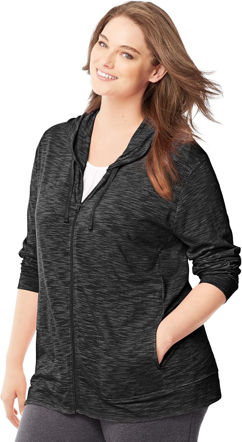 Just My Size Women`s Plus-Size Slub Jersey Full-Zip Hoodie: Amazon.ca ...