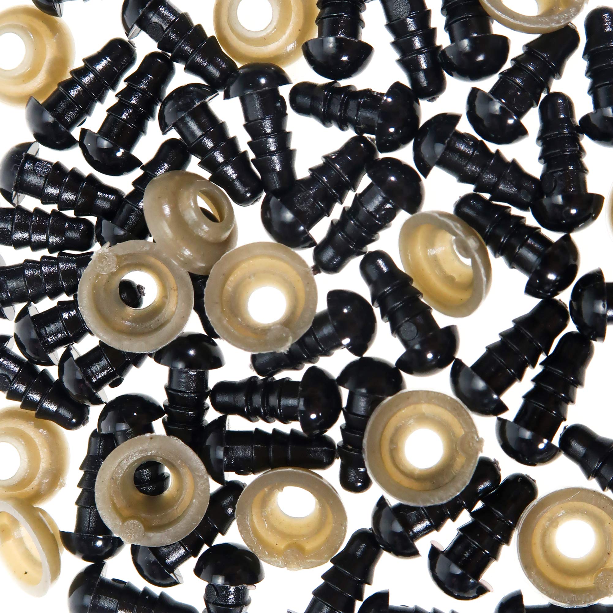Buy TOAOB 150pcs Plastic Safety Eyes with Washers Black Craft Eyes ...