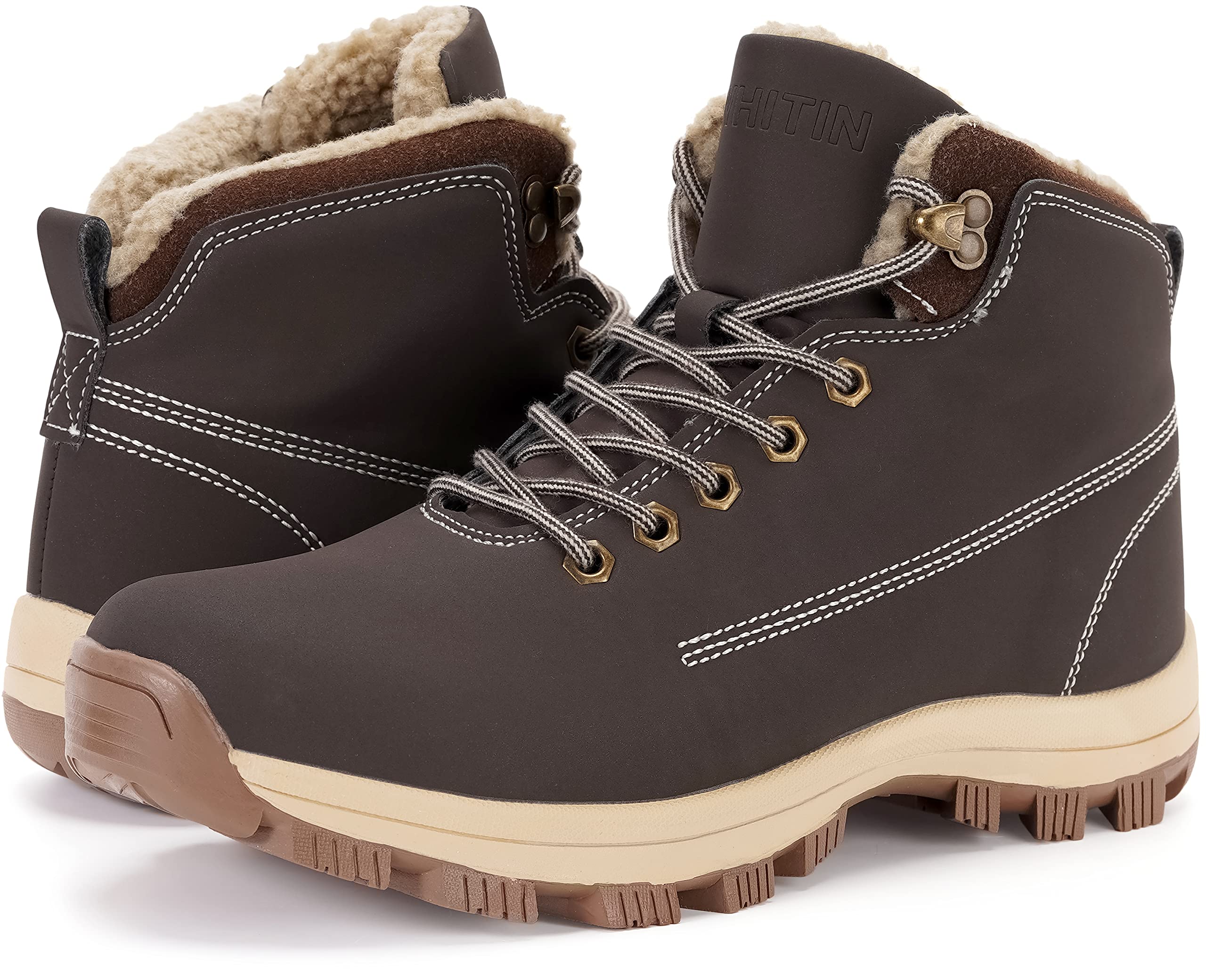 WHITIN Men's Winter Snow Boots Waterproof Warm Work Insulated Shoes ...