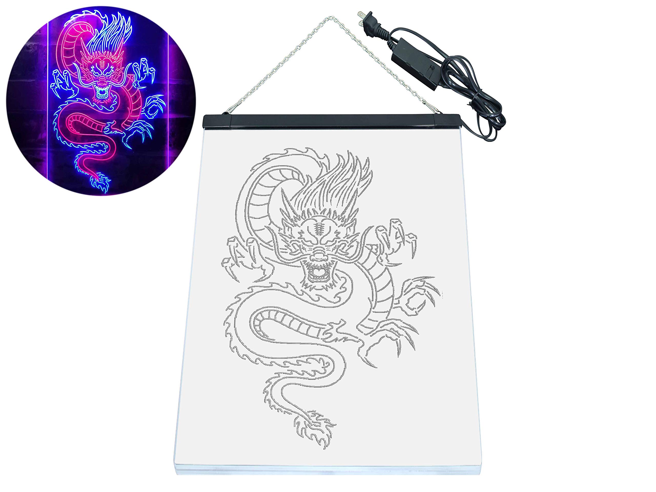 ADVPRO Chinese Dragon Room Display Dual Color LED Neon Sign Red & Blue ...