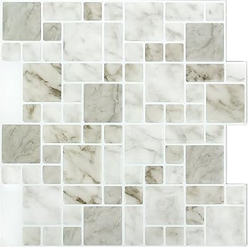 Amazon.com: Peel & Impress 11.25" x 10" Adhesive Vinyl Wall Tiles, Gun ...