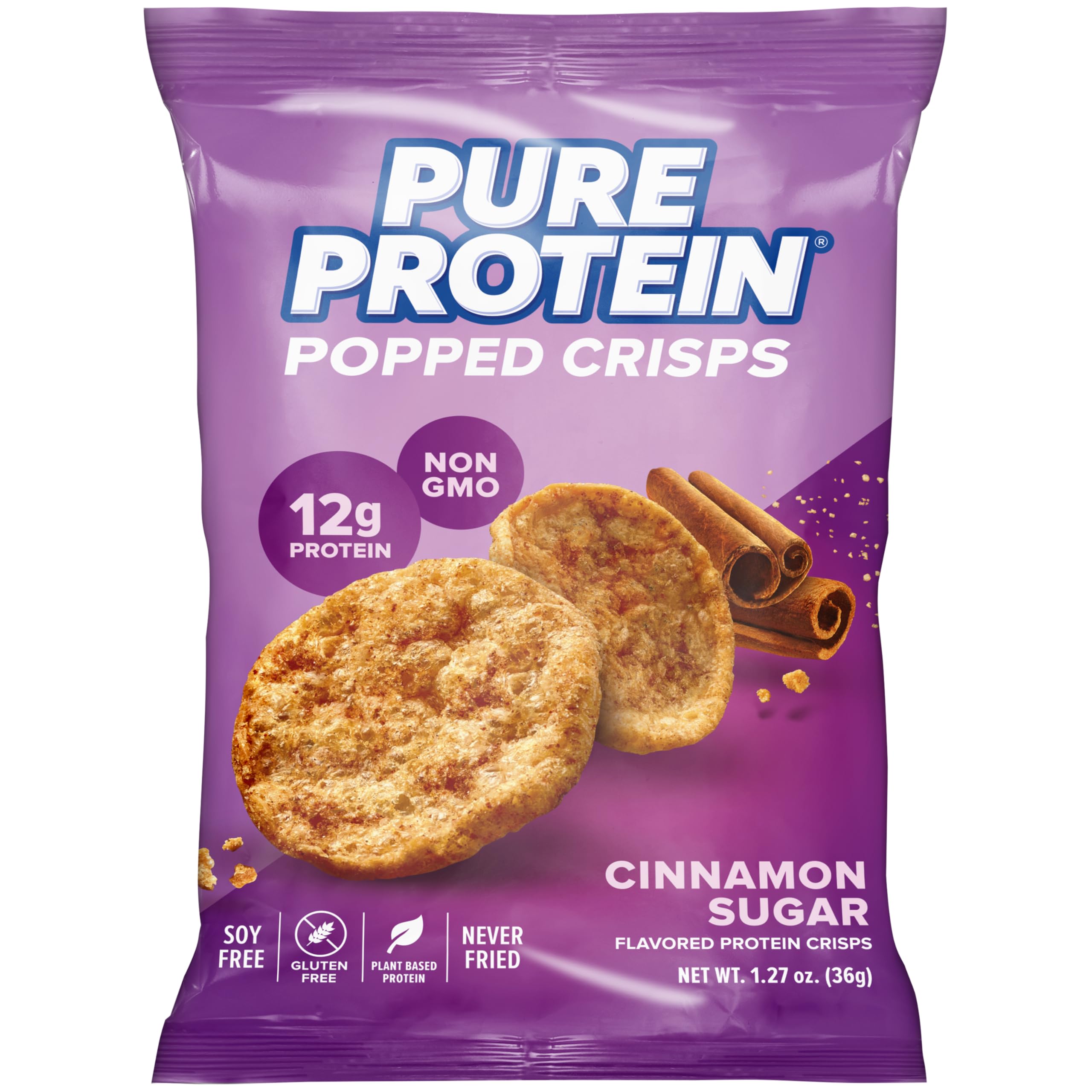 Pure Protein Popped Crisps, Cinnamon Sugar, High Protein Snack, 12G ...