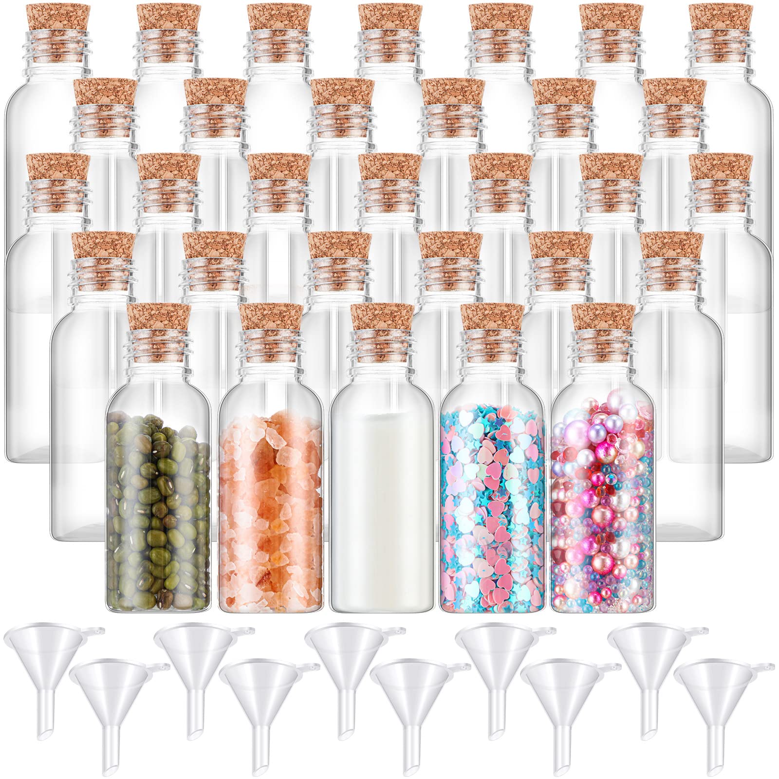 Sabary 50 Pack 3 oz Plastic Sand Art Bottles with Cork Stoppers Mini ...