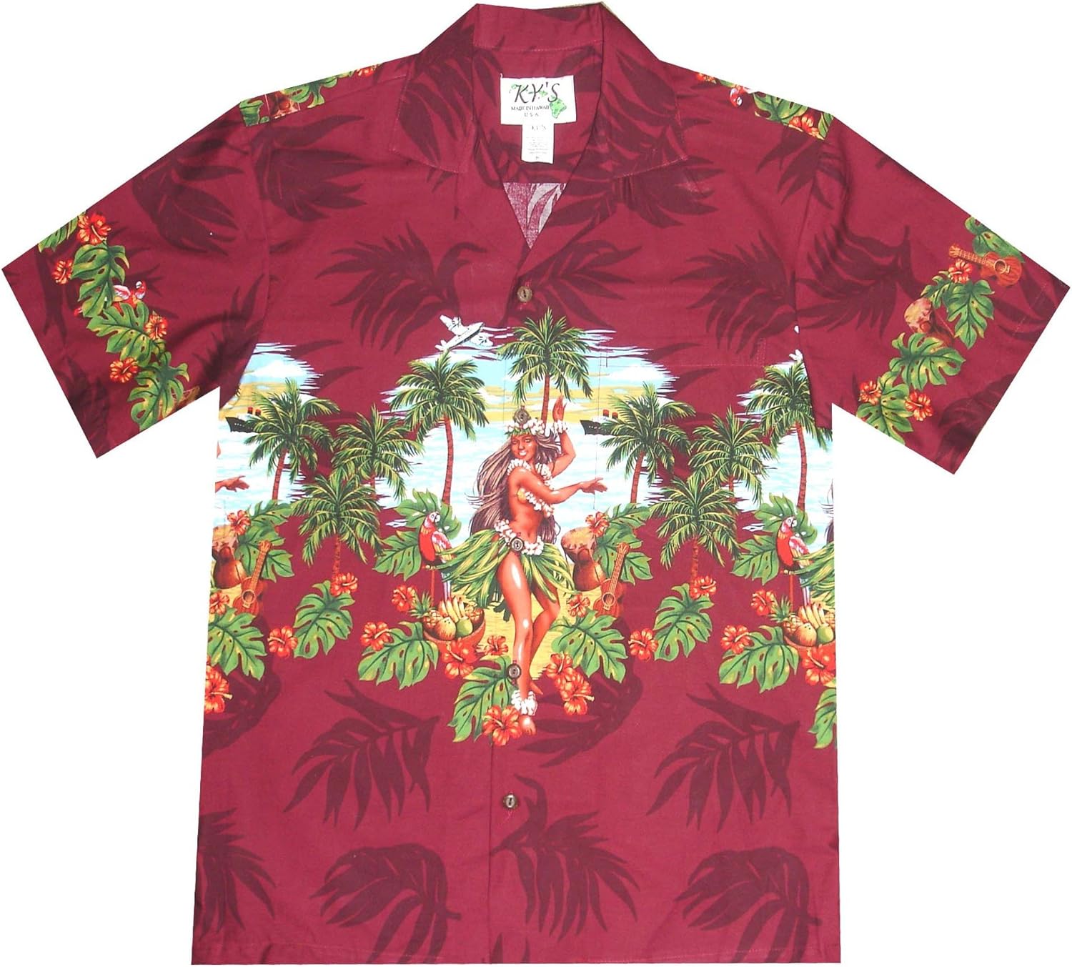 Hawaiian Hula Girl Luau Short Sleeve Shirt Men's at Amazon Men’s ...