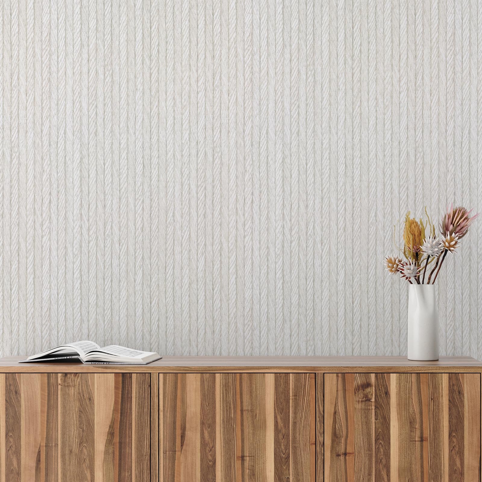 CHIHUT Faux Grasscloth Peel and Stick Wallpaper Light Grey Textured ...