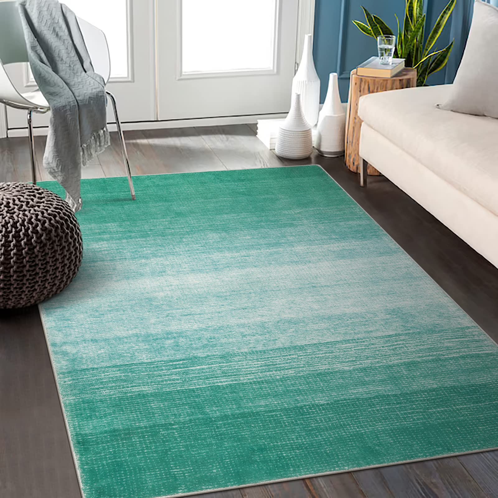 Wonnitar Modern Ombre 5x7 Green Rugs for Living Room, Non-Shedding ...