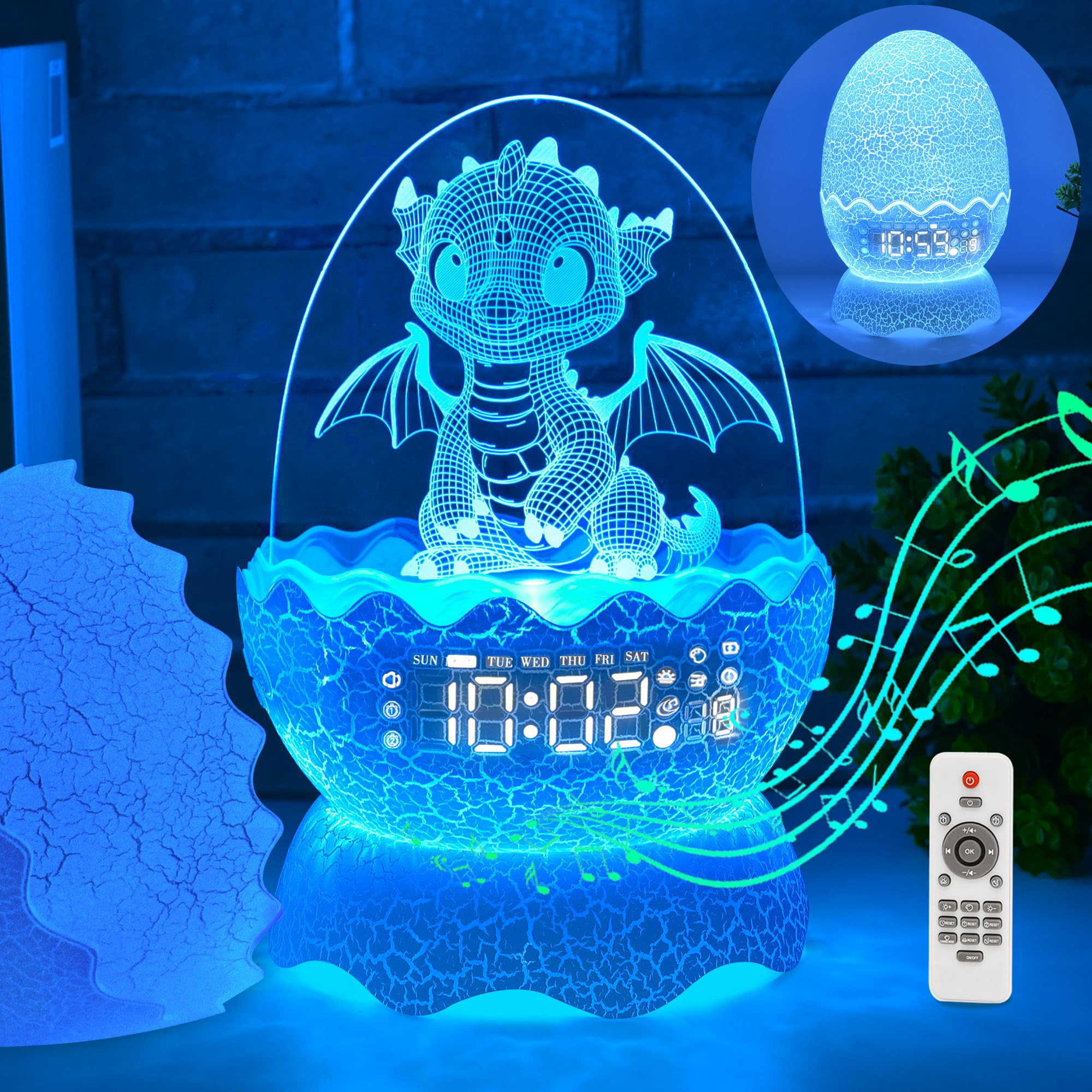 HYODREAM Dragon Egg Alarm Clock for Bedrooms, Small Digital Clock Night ...