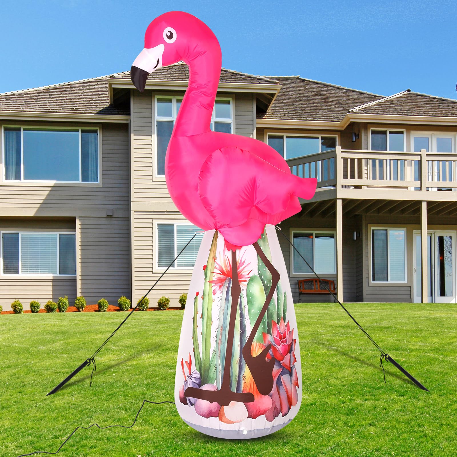 Sonwyoung 6 Ft Inflatable Flamingo Outdoor Decoration Pre Lit LED ...