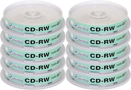 Amazon.com: 100 Pack Smartbuy CD-RW 1-12X 700MB/80Min High Speed Logo ...