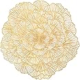 Amazon.com: Round Gold Placemats Set of 6 Flower Tablemats Round Vinyl ...