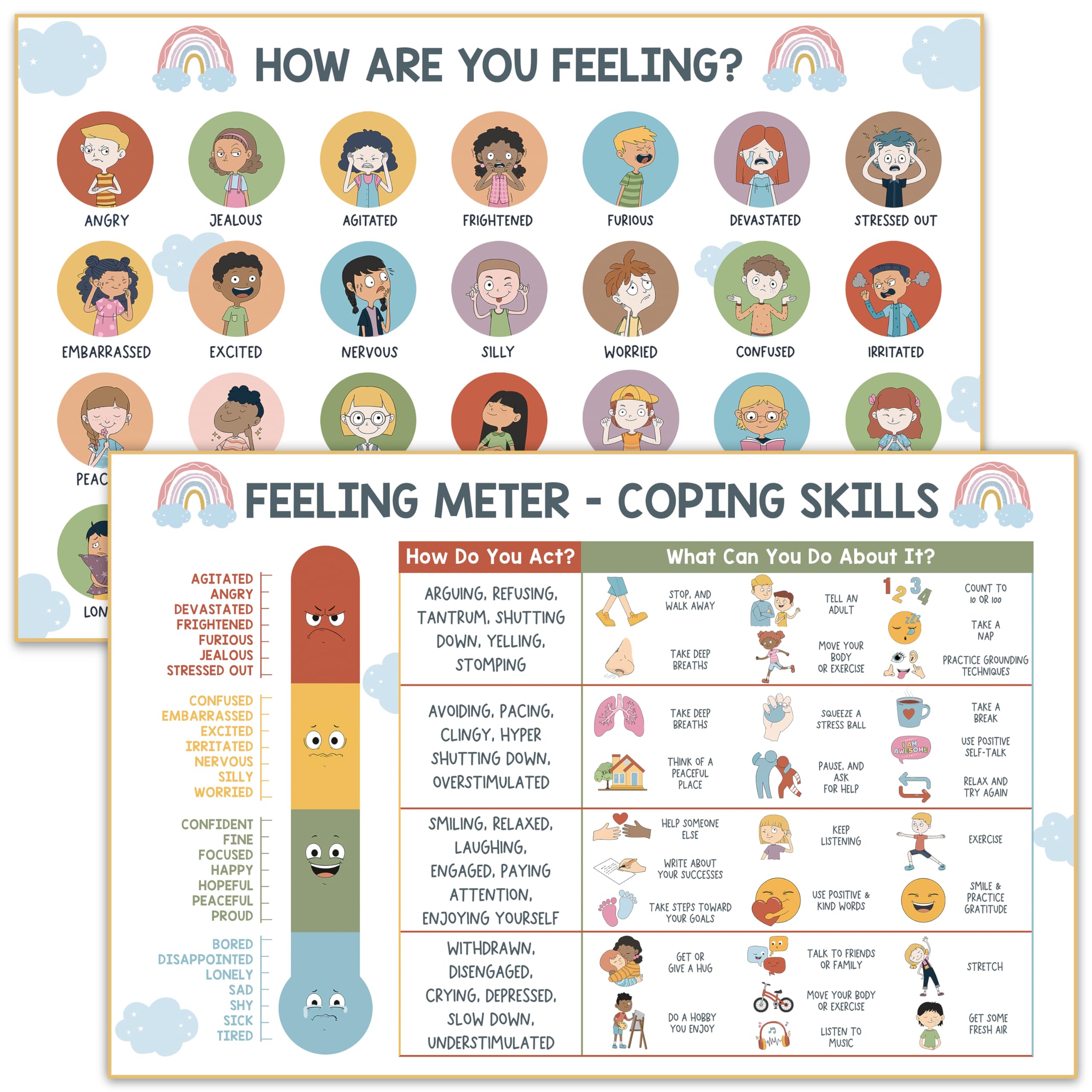 Mua Feelings Chart for Kids - Coping Skills Emotions Chart Poster ...