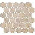 DICOFUN Hexagon Peel and Stick Backsplash Tile, Sandstone Look with ...
