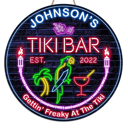 V VIBEPY All Over Printed No Real Led Neon Sign, Personalized Tiki Bar ...