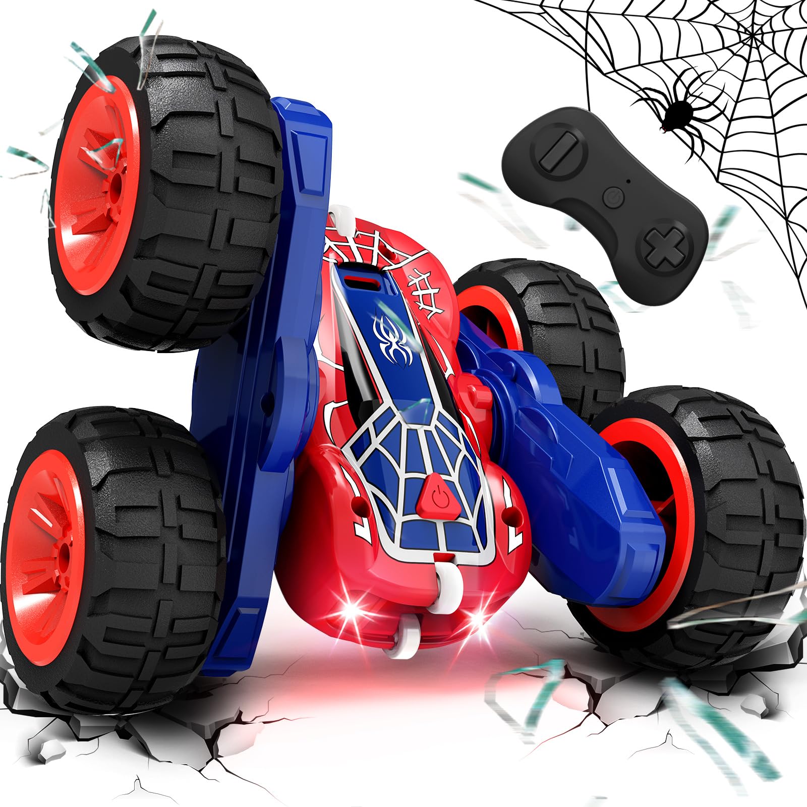 Tecnock Spider Remote Control Car for Kids, 2.4GHz RC Car with Type-C Easy Charging, 4WD Double ...