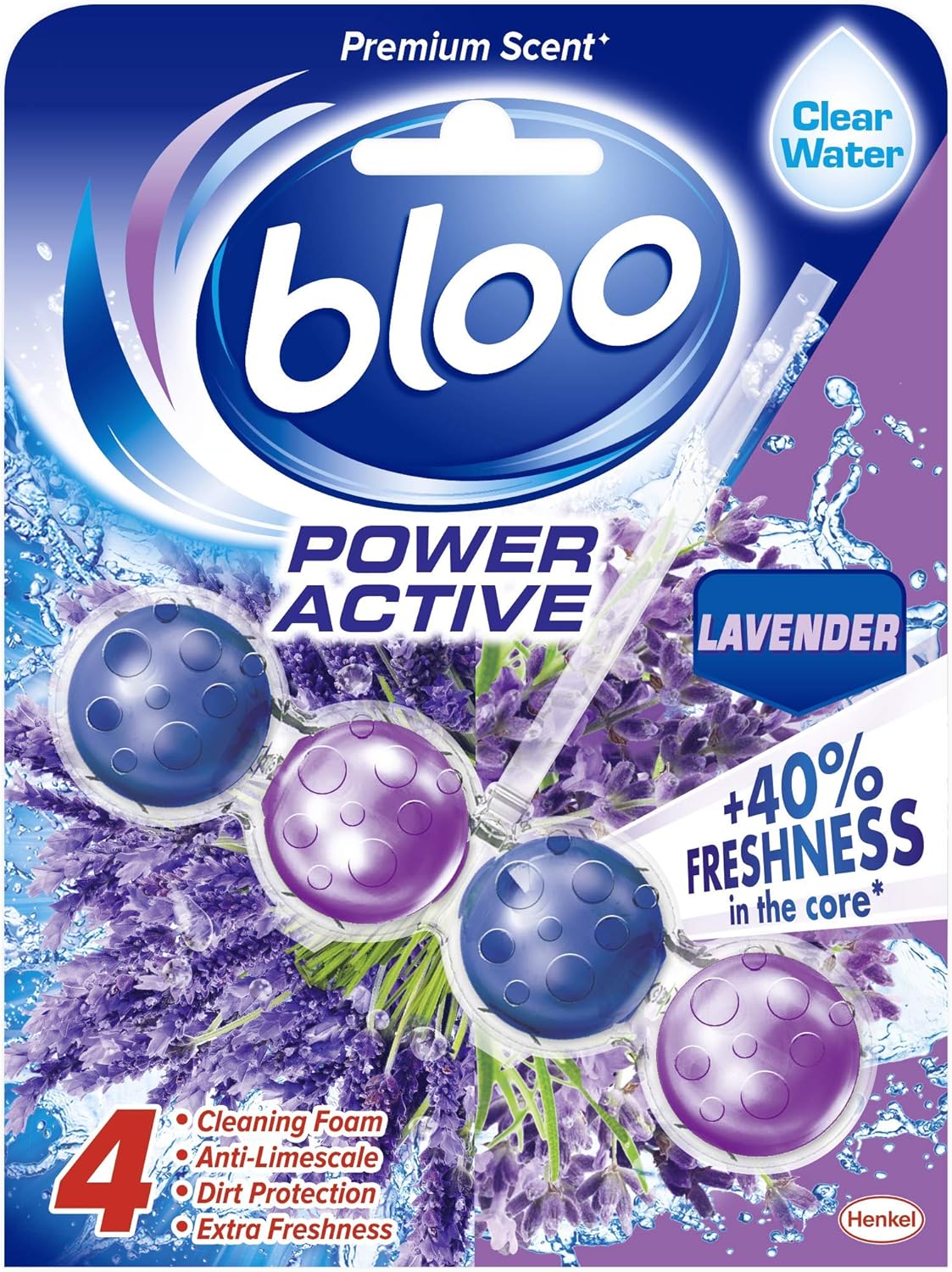 Bloo - Power Active, Lavender - Toilet Rim Block, 50g, Case of 10 ...