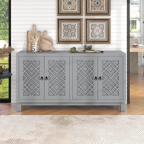 Lumisol Farmhouse Rustic Kitchen Sideboard Cabinet with Pull Ring ...