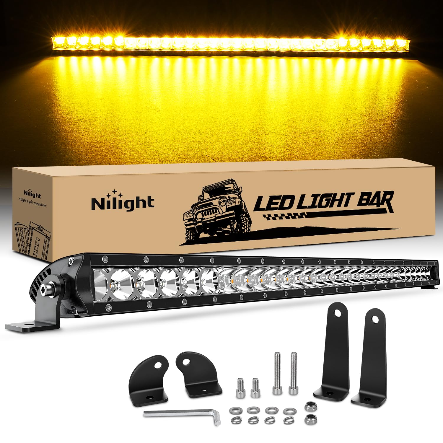 Mua Nilight Led Light Bar Amber 31 Inch 150W Super Slim Spot Flood Combo 14500LM 3D Driving Fog ...