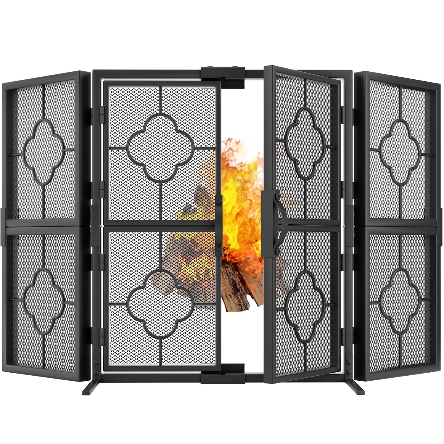 Amagabeli 48 x 28 Inch Fireplace Screen with Doors 3 Panel Foldable ...