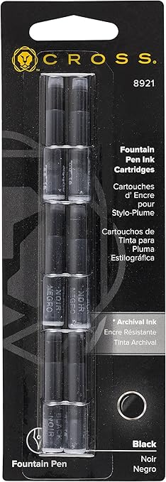 Cross Fountain Pen Cartridge Ink Refills Black Ink Cartridges 6 per ...