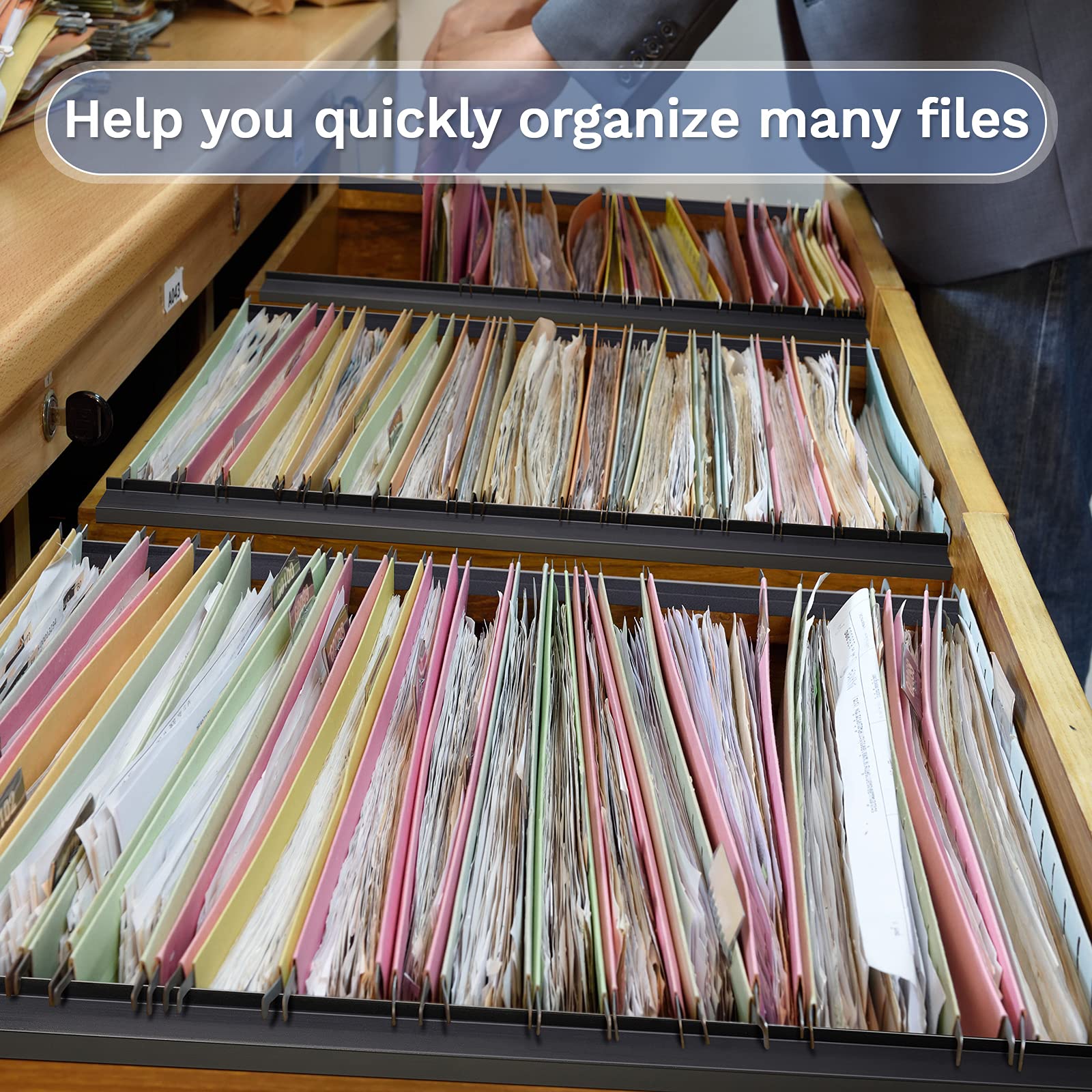 Mua Tenare 4 Pieces Hanging File Rails PVC Black File Rails Hanging ...