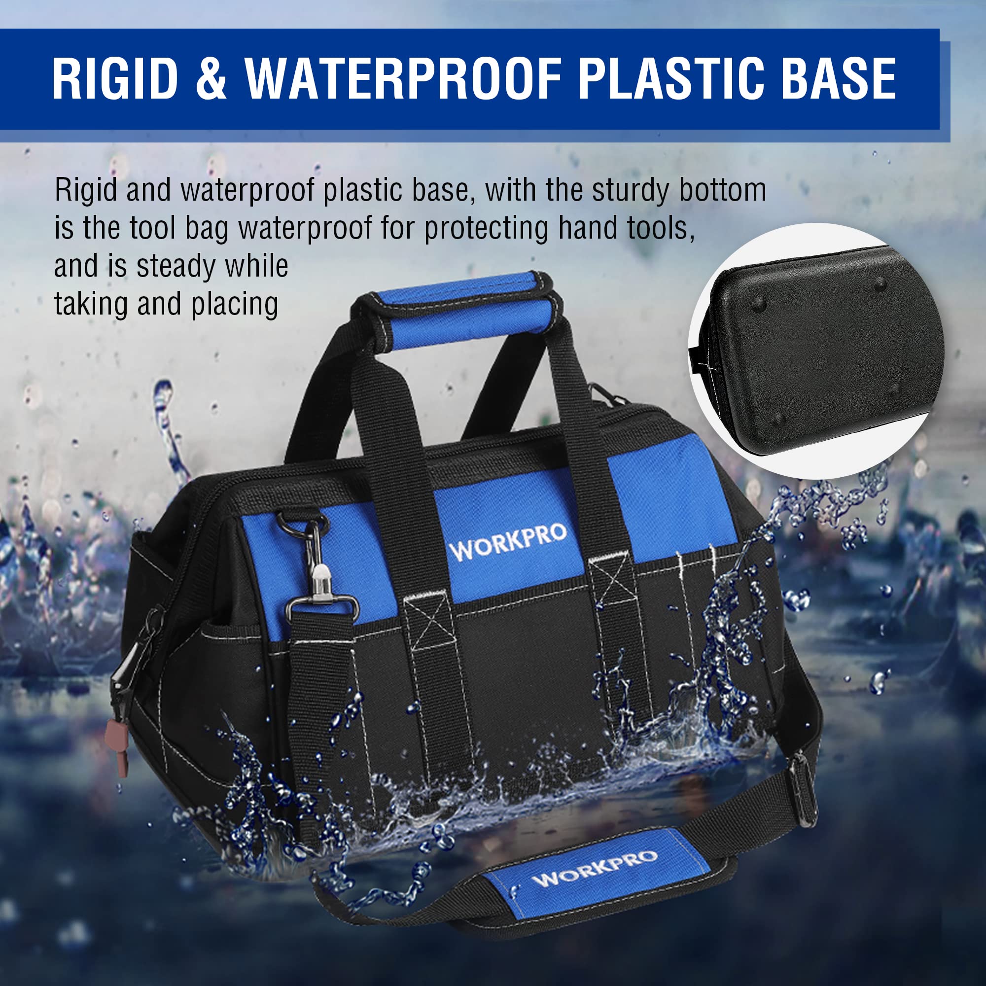 Mua WORKPRO 16-inch Wide Mouth Tool Bag with Water Proof Molded Base ...