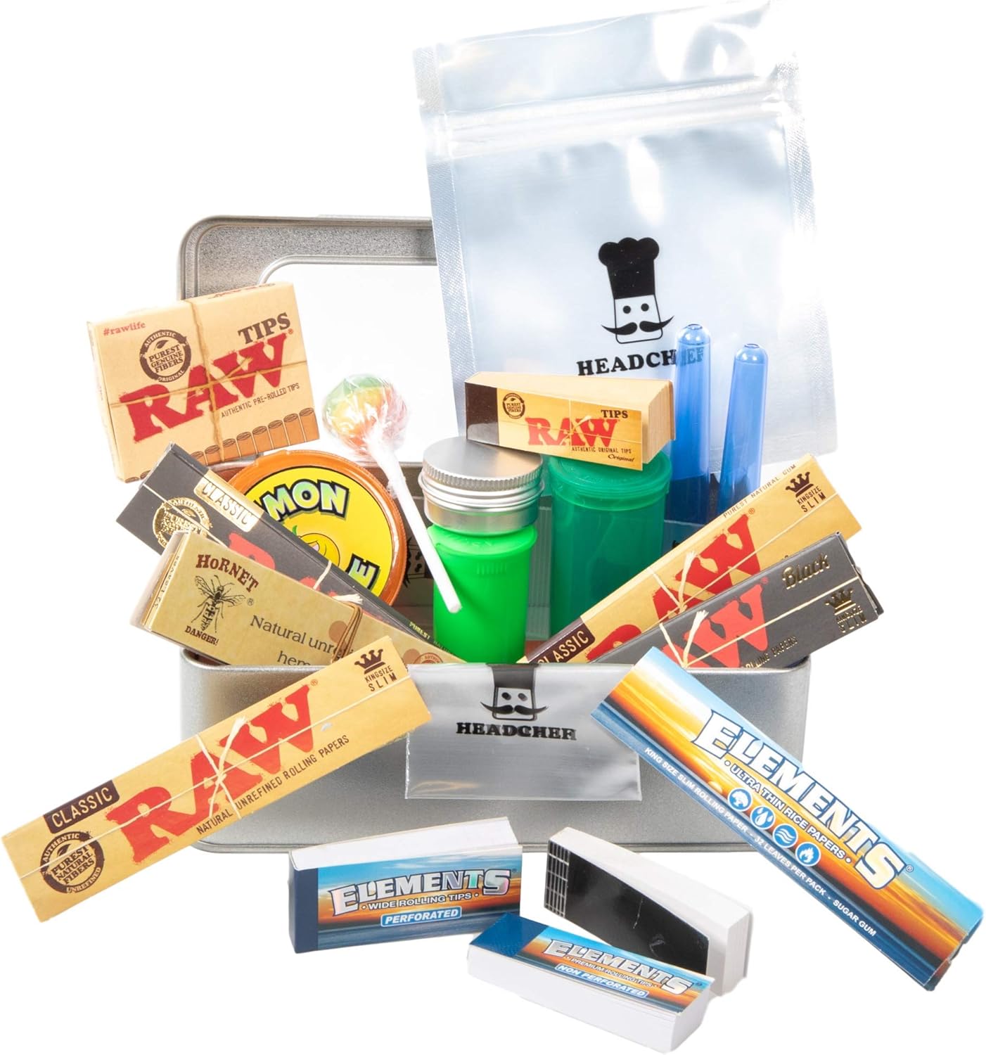 RAW Cigarette Smokers Rolling Gift Tin Box Set – Smoking Hamper Kit ...