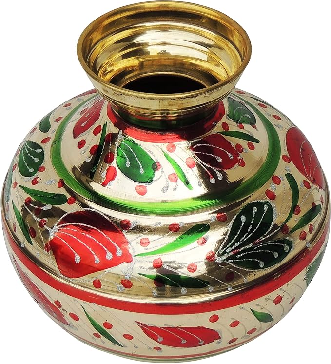 Buy Brass Coloured Matka 7 Liter with Brass & Colour Finish Online at ...
