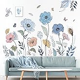 Amazon.com: wondever Hanging Flower Vine Wall Stickers Boho Floral ...